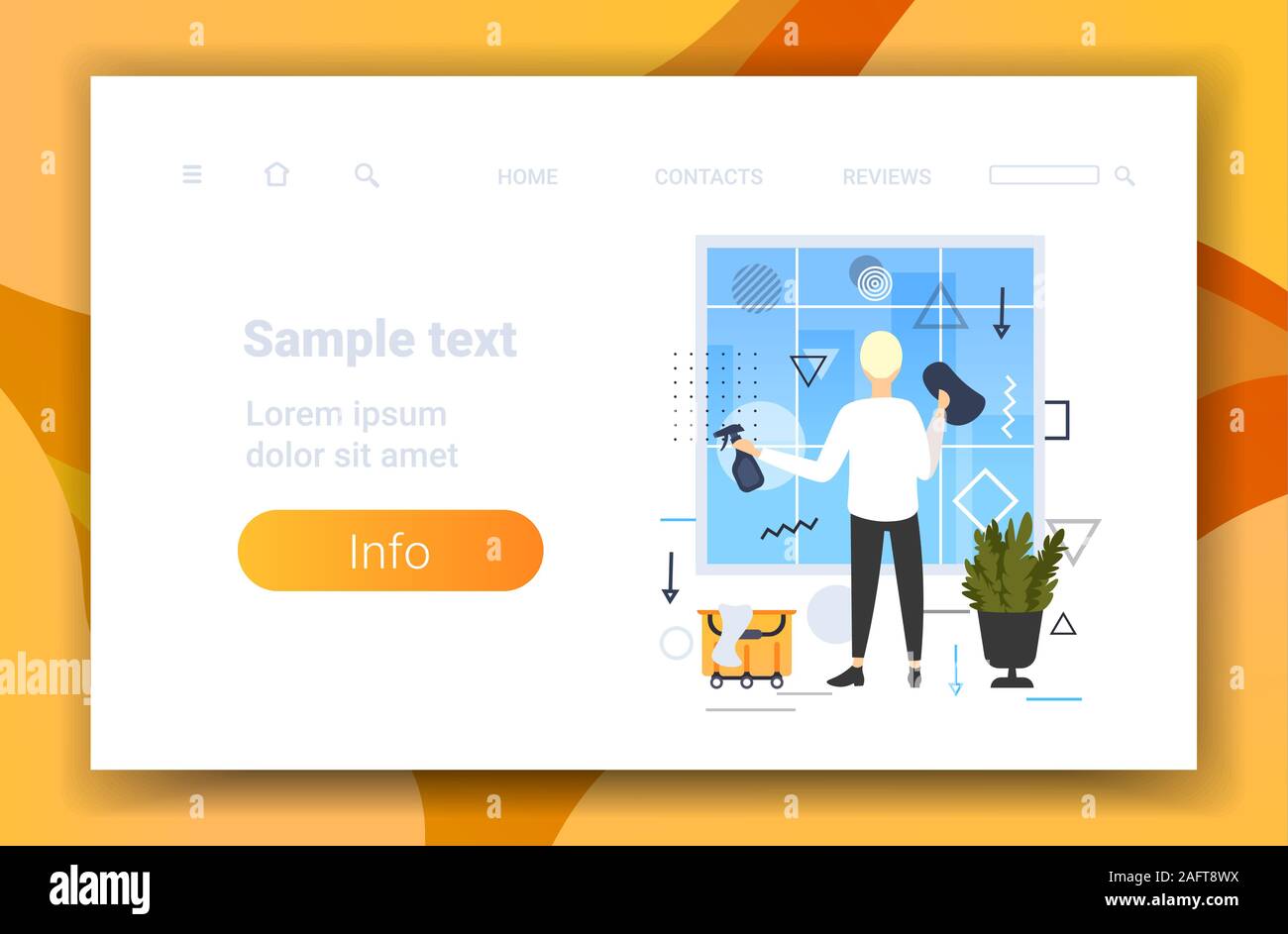 man cleaner using rag and spray rear view male janitor cleaning office ...