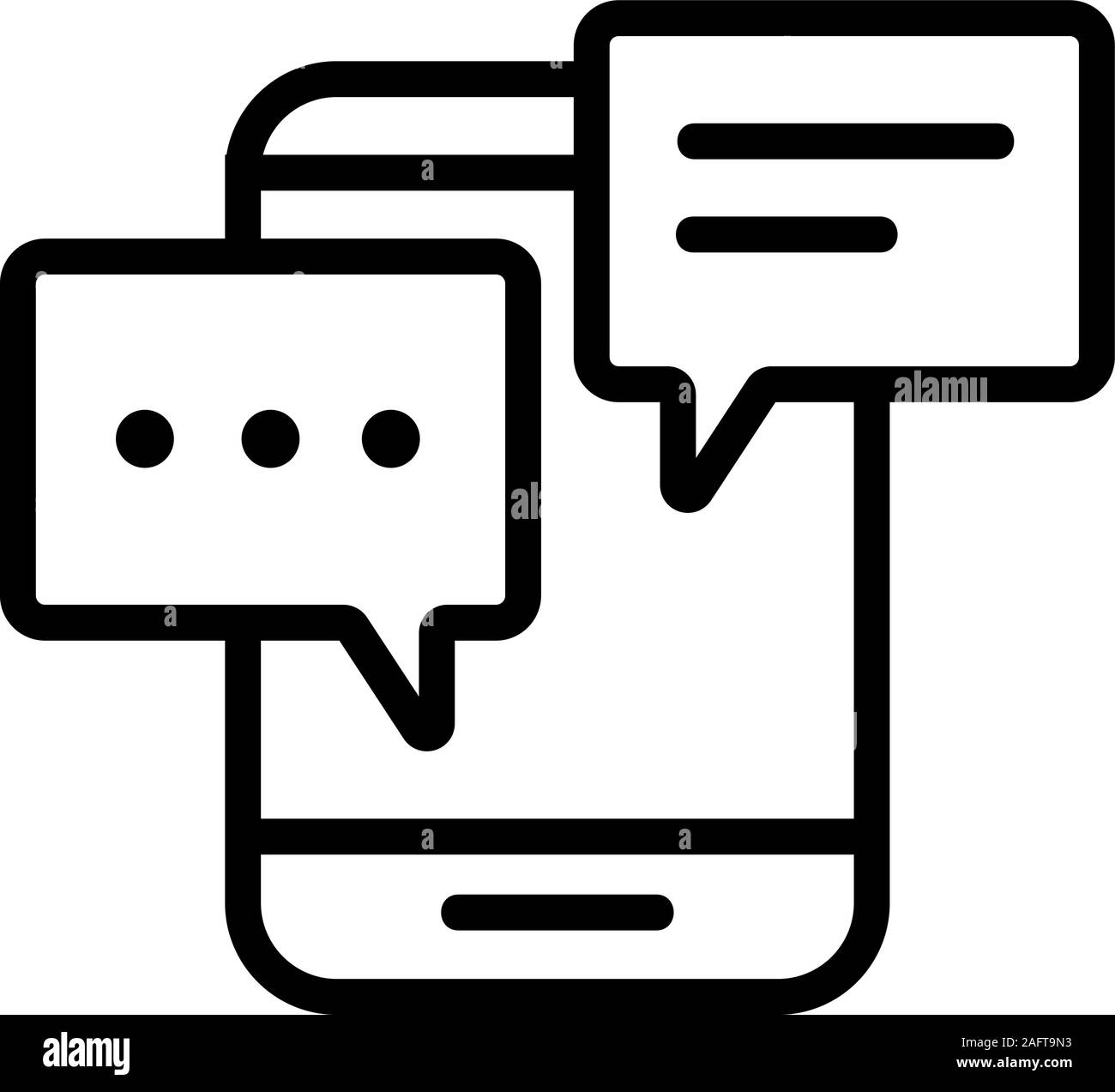 incoming alerts and messages on the phone icon vector. Isolated contour ...