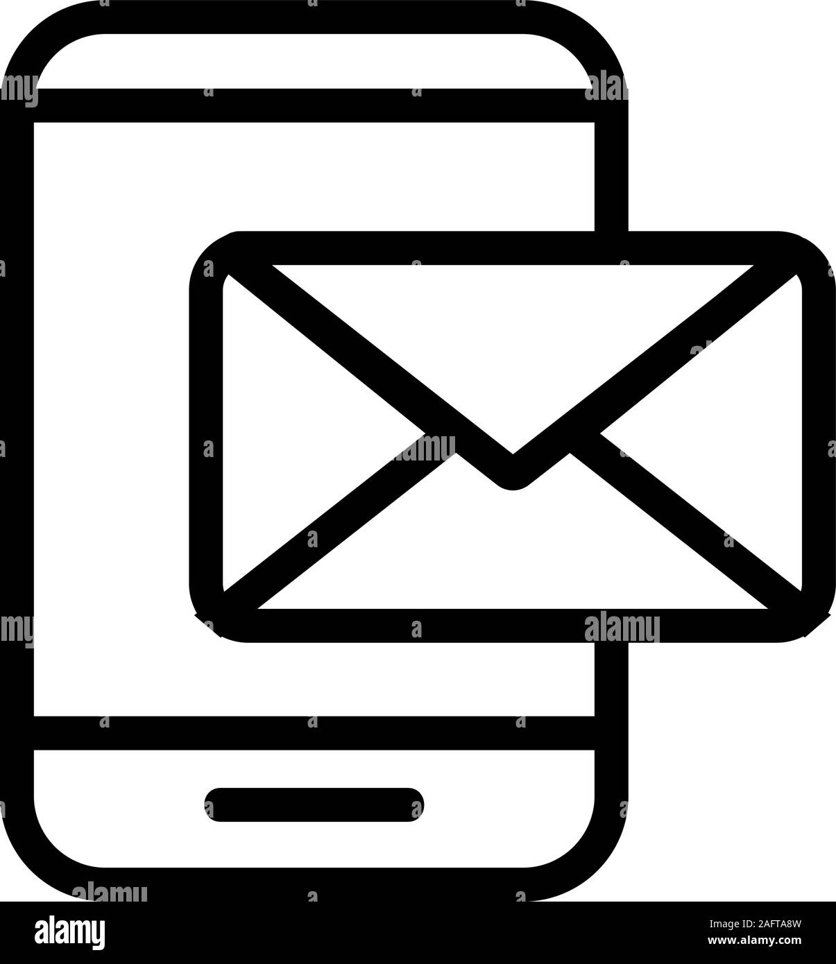 The incoming message in the phone is a vector icon. Isolated contour ...