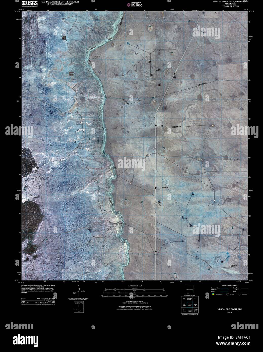 USGS TOPO Map New Mexico NM Mescalero Point 20100831 TM Inverted ...