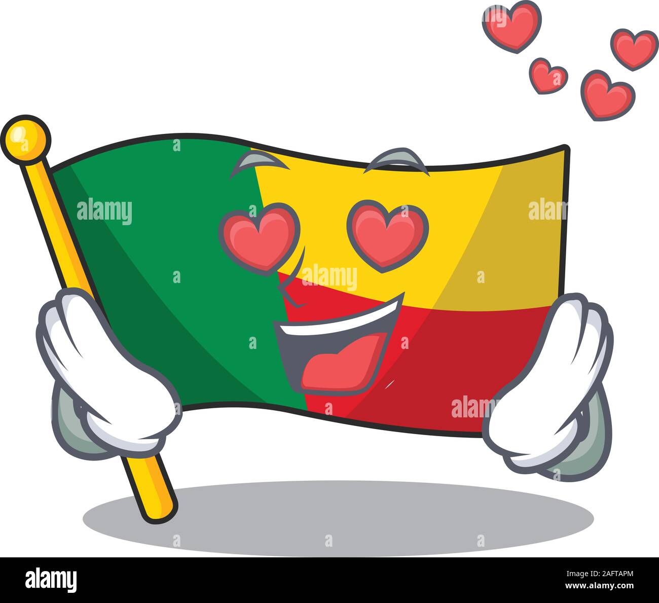 falling In love cute flag benin Scroll cartoon mascot design Stock ...