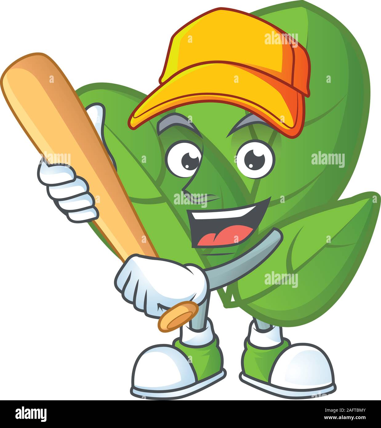 Funny smiling basil cartoon mascot with baseball Stock Vector Image ...