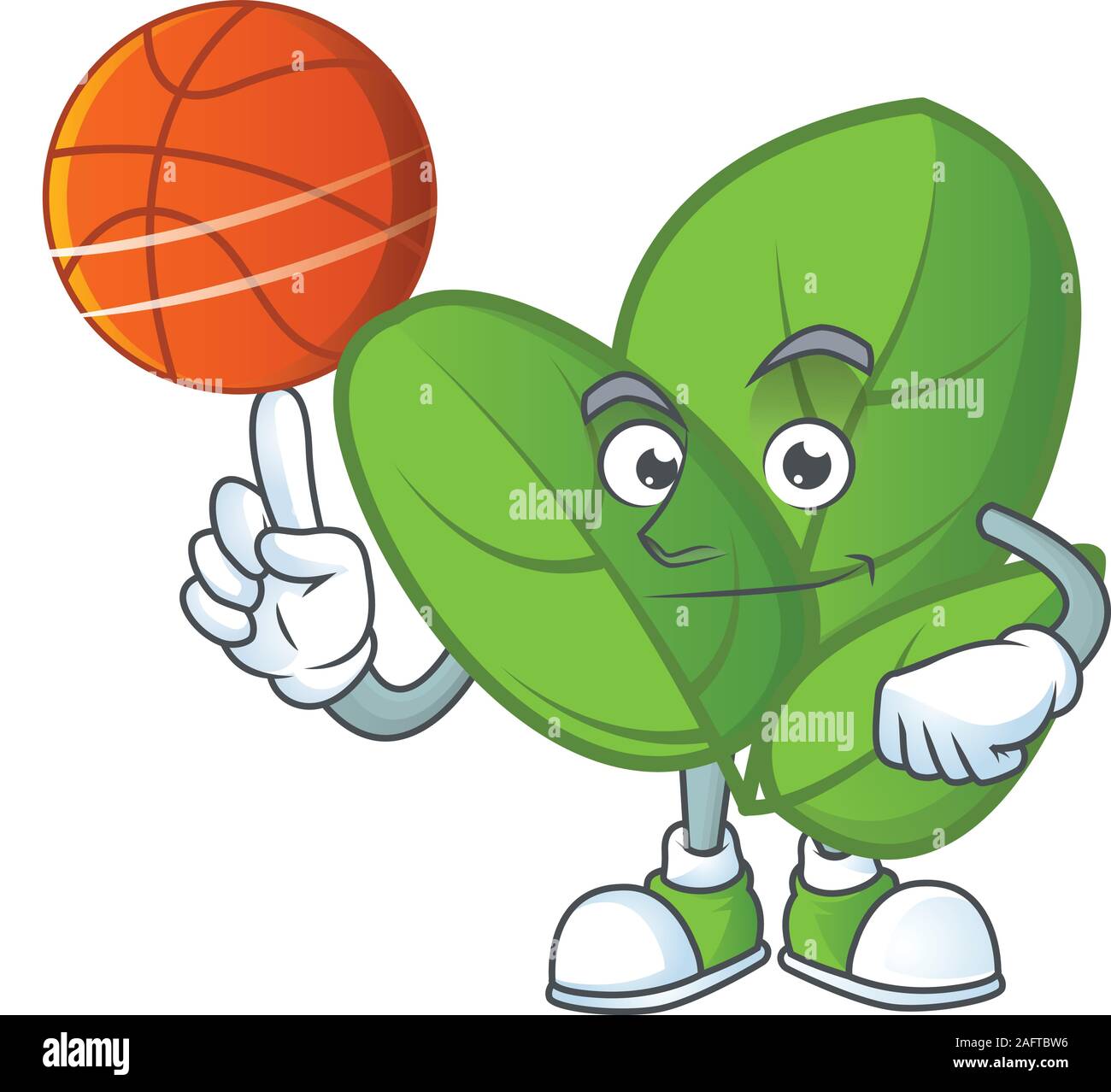 Happy face basil cartoon character playing basketball Stock Vector ...