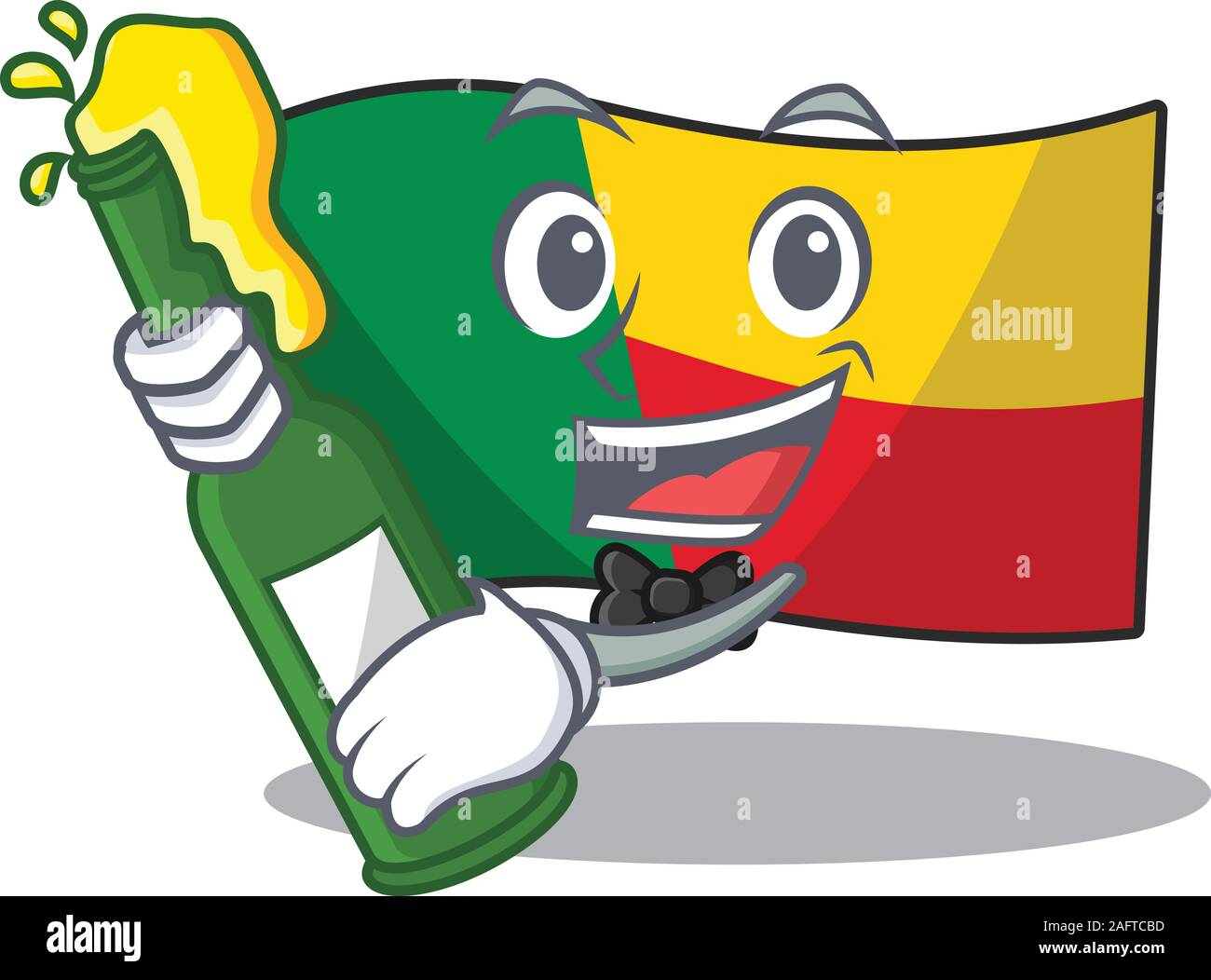 Flag benin Scroll with bottle of beer mascot cartoon style Stock Vector ...