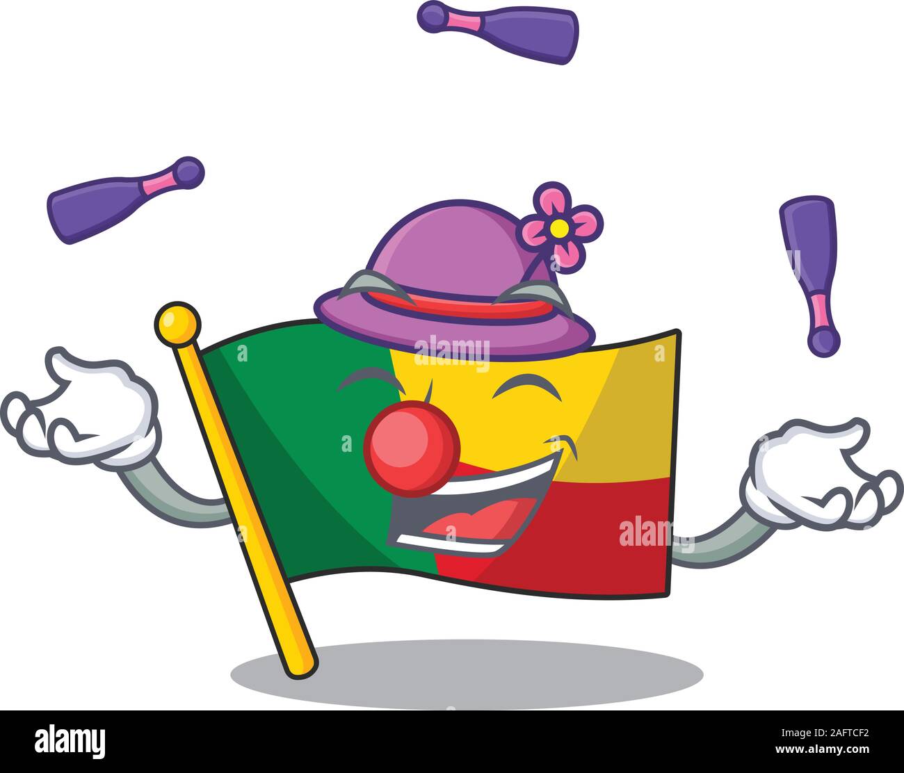 cool flag benin Scroll mascot cartoon style playing Juggling Stock ...