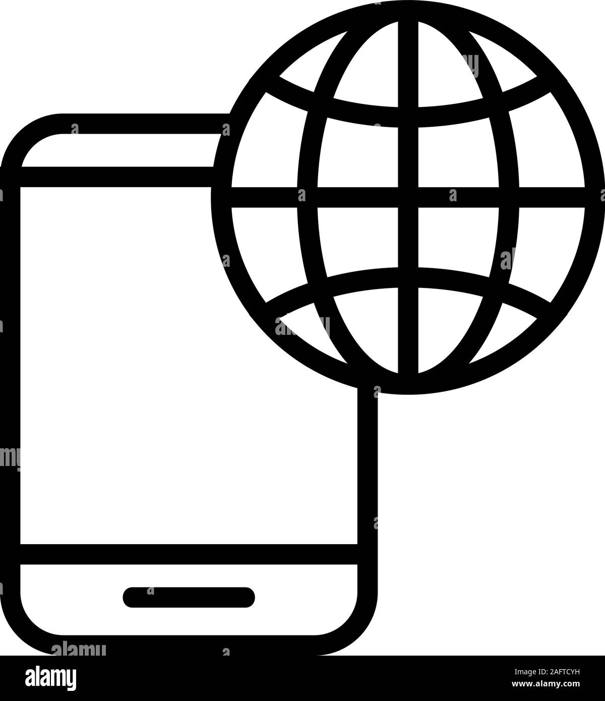 The browser function in the phone is a vector icon. Isolated contour ...