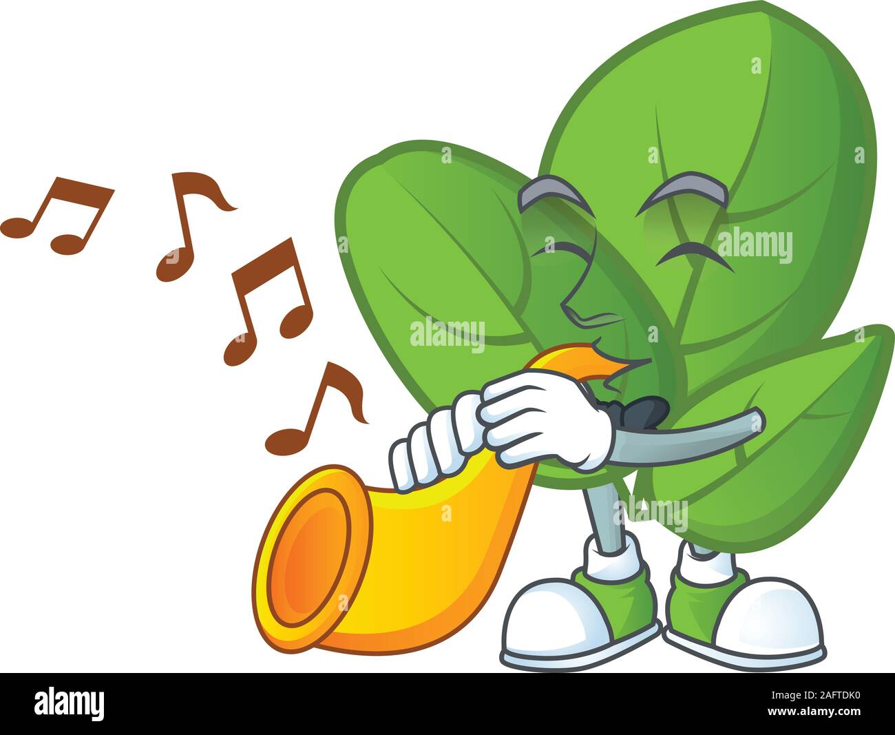 Cheerful basil cartoon character performance with trumpet Stock Vector ...