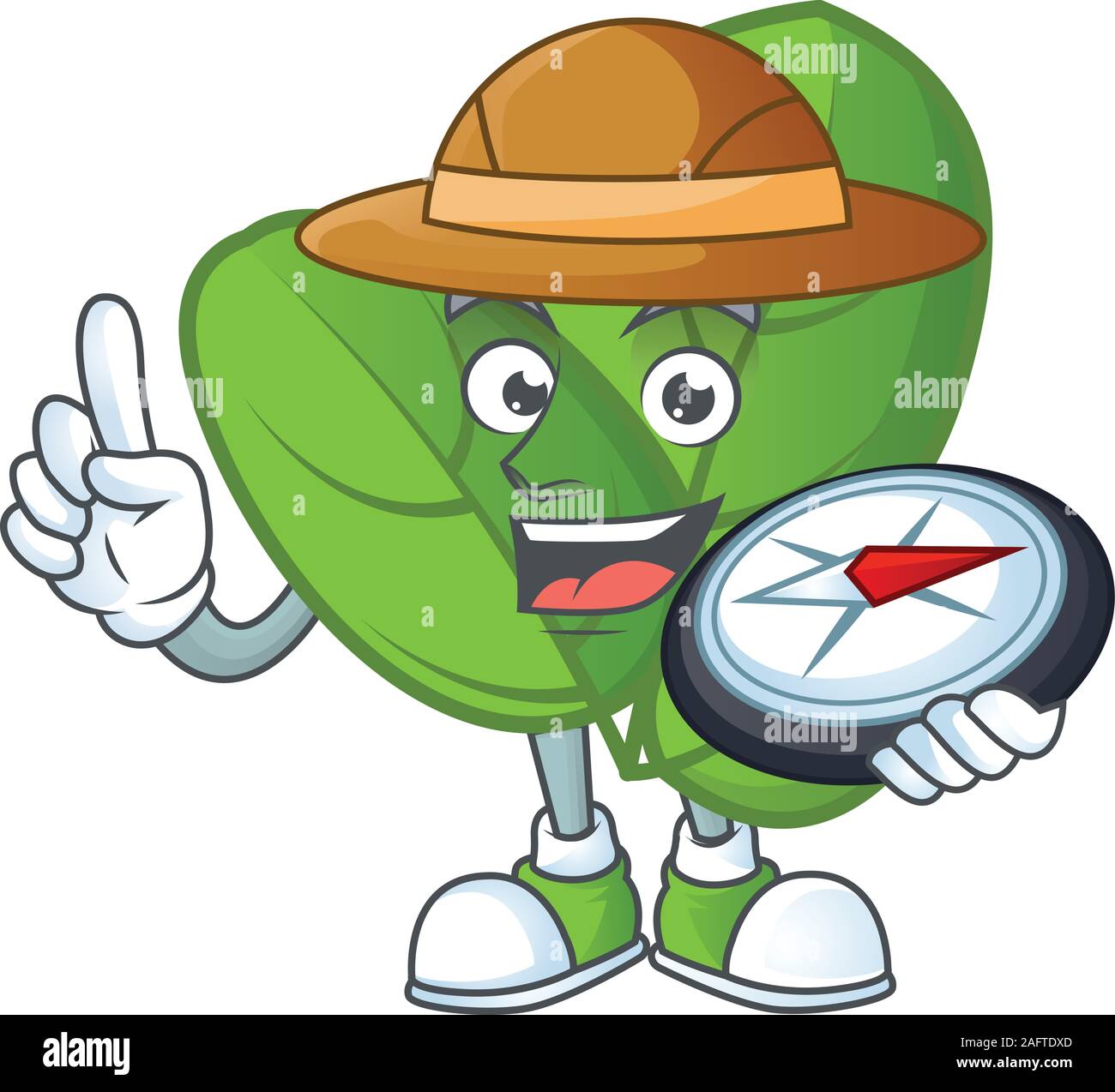 Cool Explorer basil cartoon character with a compass Stock Vector Image ...