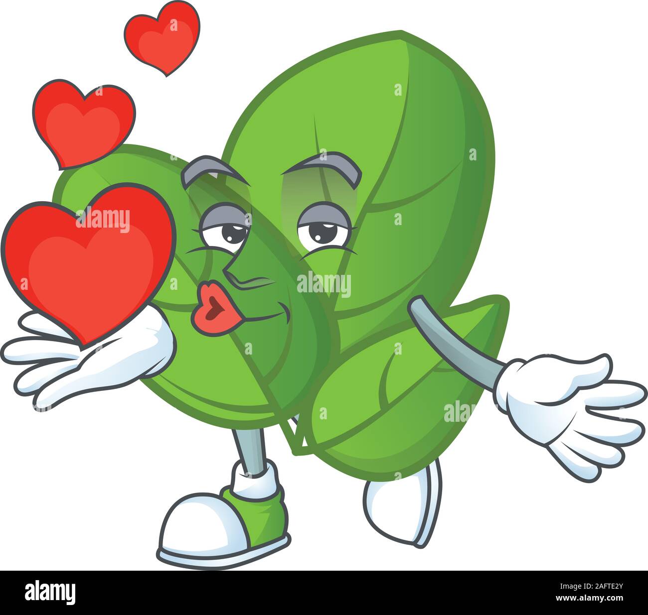 Happy basil cartoon character mascot with heart Stock Vector Image ...