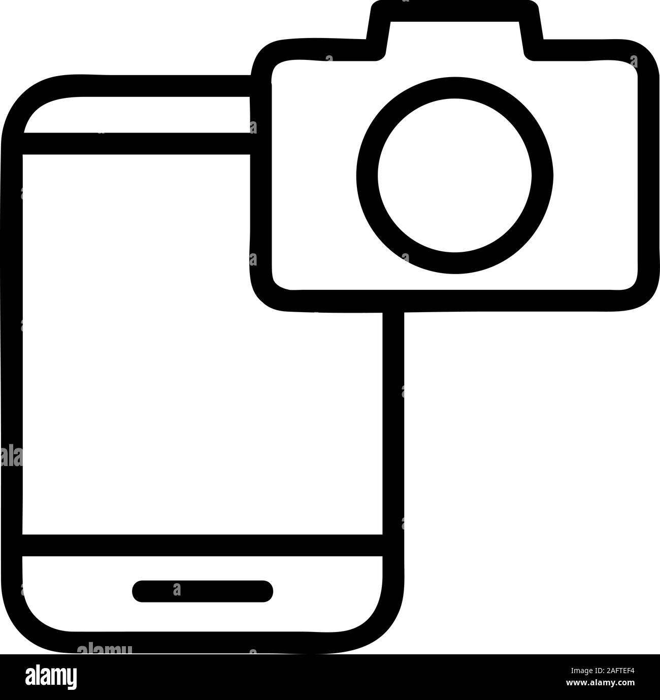 The camera in the phone icon vector. Isolated contour symbol ...