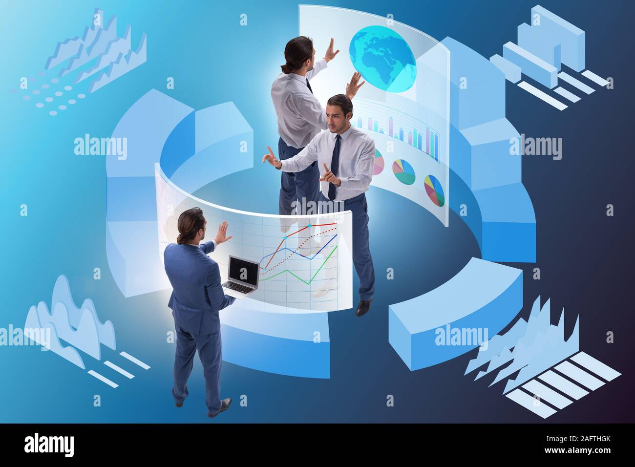 The trader working in technical visualization environment Stock Photo ...