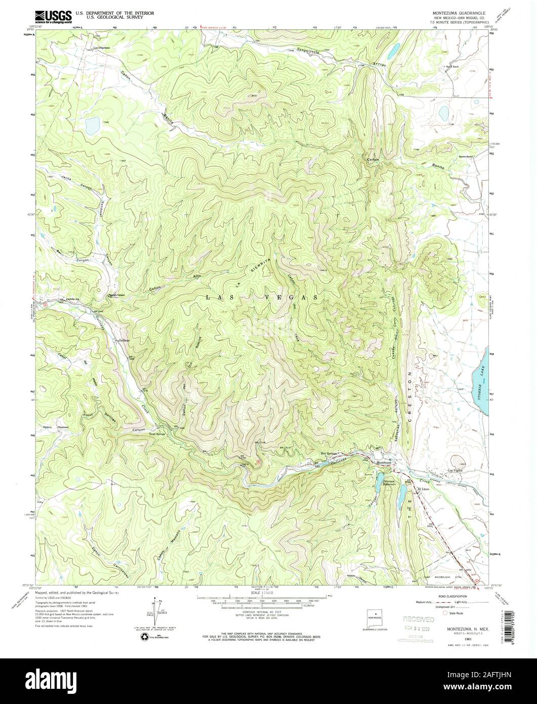 USGS TOPO Map New Mexico NM Montezuma 191588 1961 24000 Restoration ...