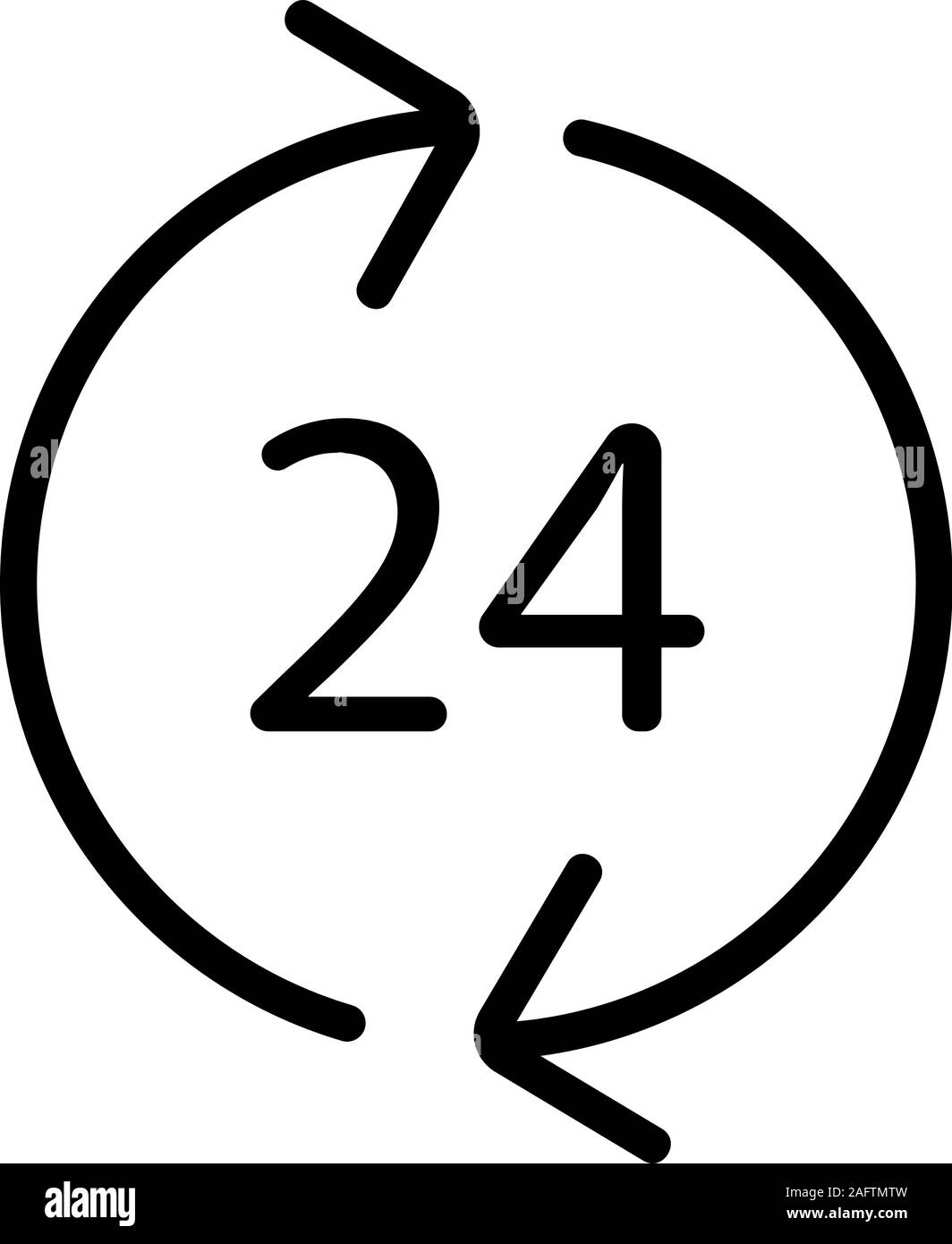 24-hour mode of operation icon vector. Isolated contour symbol ...