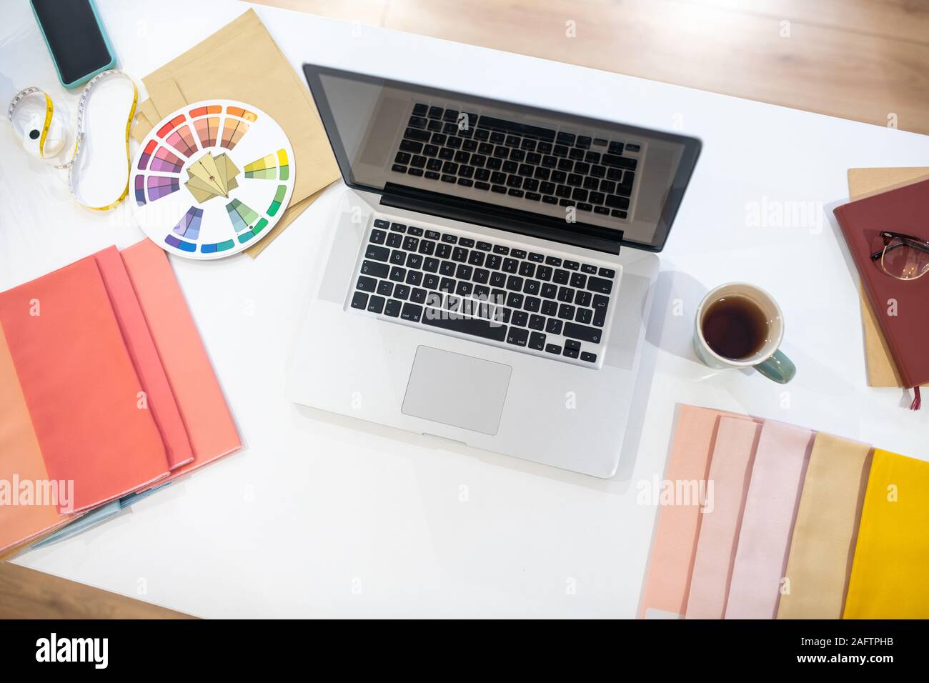 Top view of the laptop on the table Stock Photo - Alamy