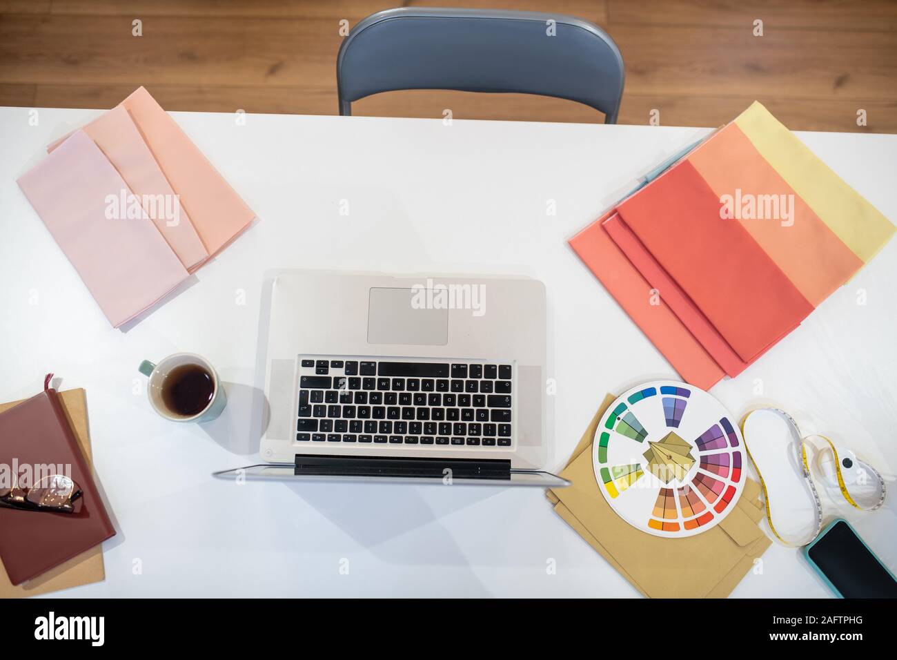 Top view of a desk in the office Stock Photo - Alamy