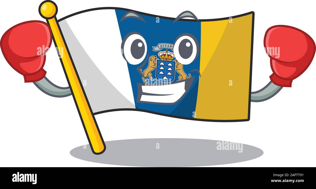 Happy Boxing flag canary island Scroll mascot character style Stock ...