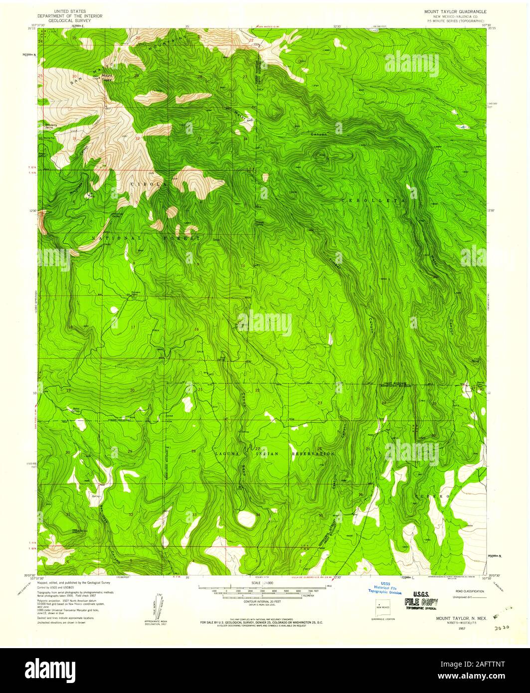 USGS TOPO Map New Mexico NM Mount Taylor 191616 1957 24000 Restoration ...