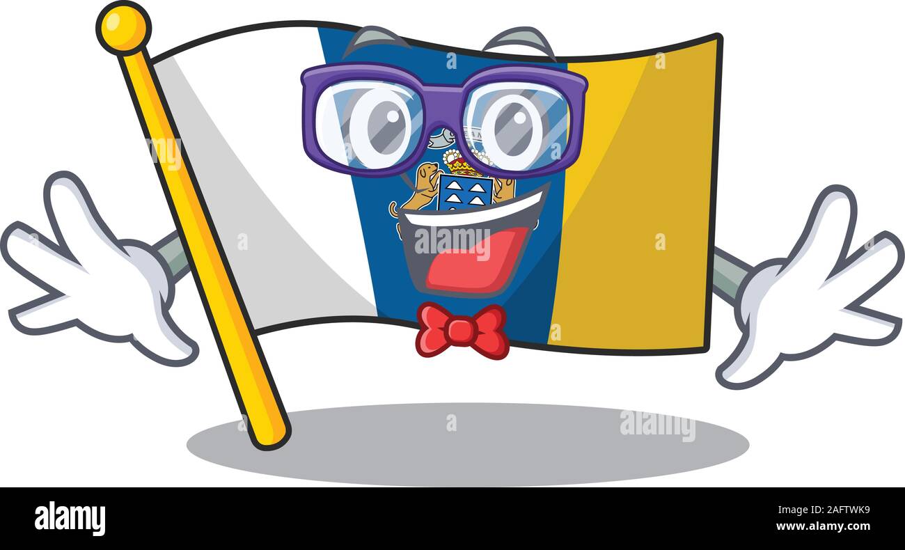 Super Funny Geek flag canary island Scroll cartoon character design ...