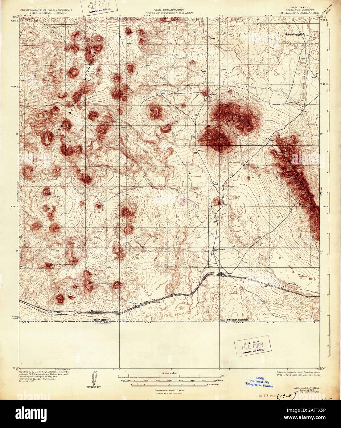USGS TOPO Map New Mexico NM Mt Riley 189384 1918 62500 Restoration ...
