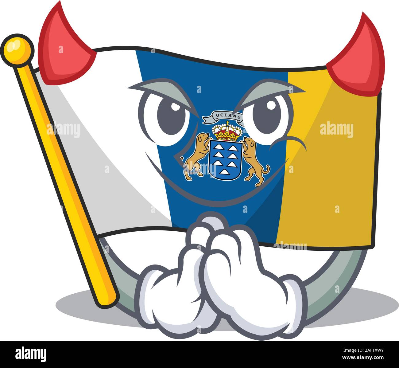 Devil Cartoon character of flag canary island Scroll design Stock ...