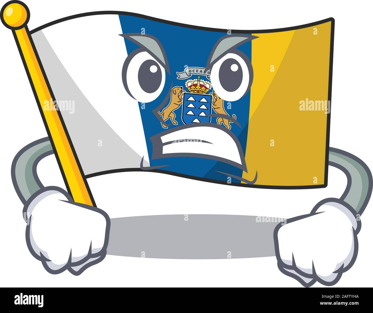 angry face flag canary island Scroll cartoon character design Stock ...