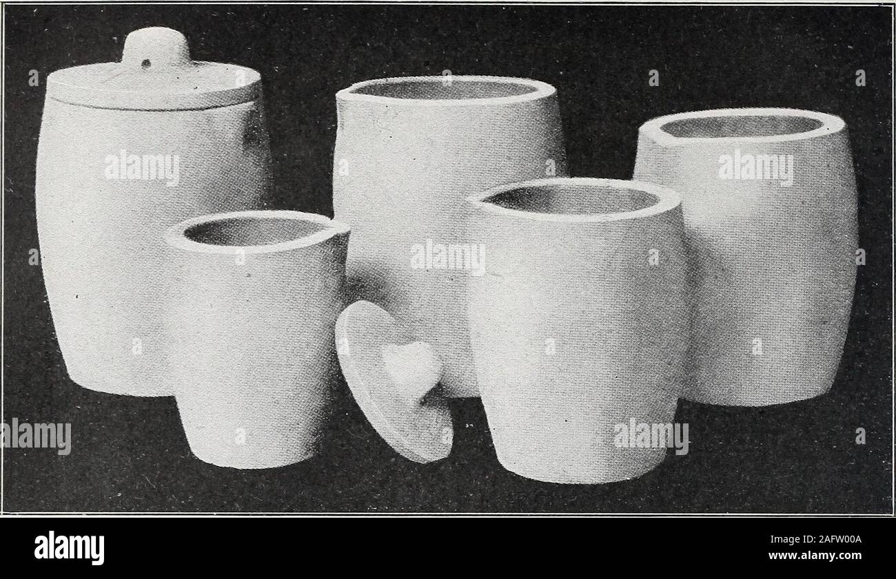 . Graphite. Crucibles as removed from the moulds. (Crossley Machine ...