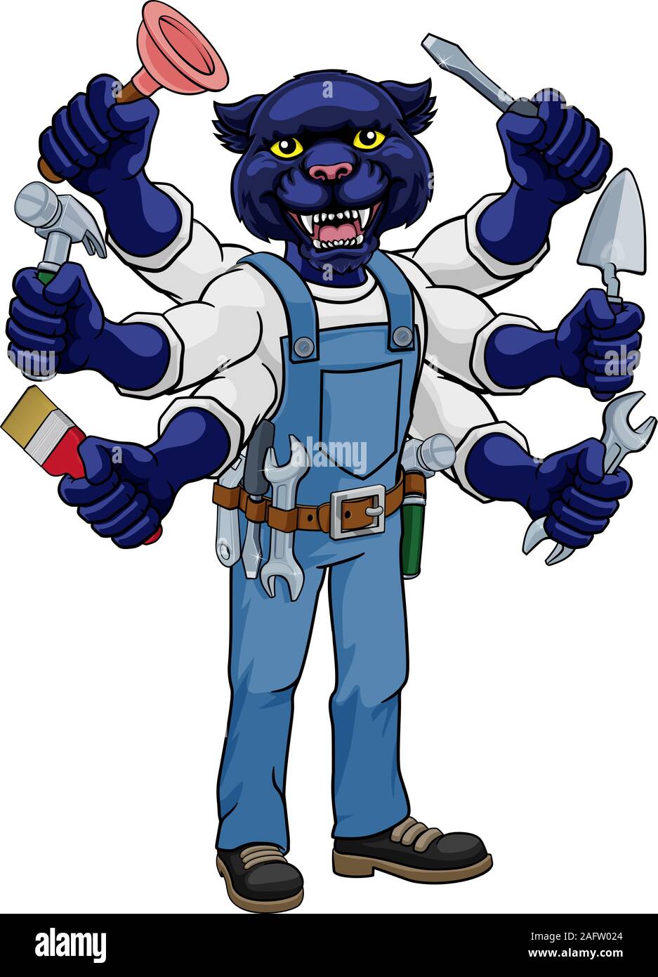 Vector busy multitasking man Cut Out Stock Images & Pictures - Alamy