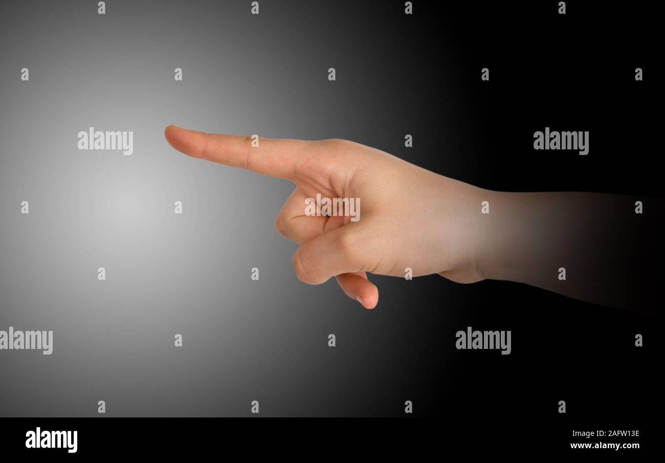 Hand pointing left Stock Photo - Alamy