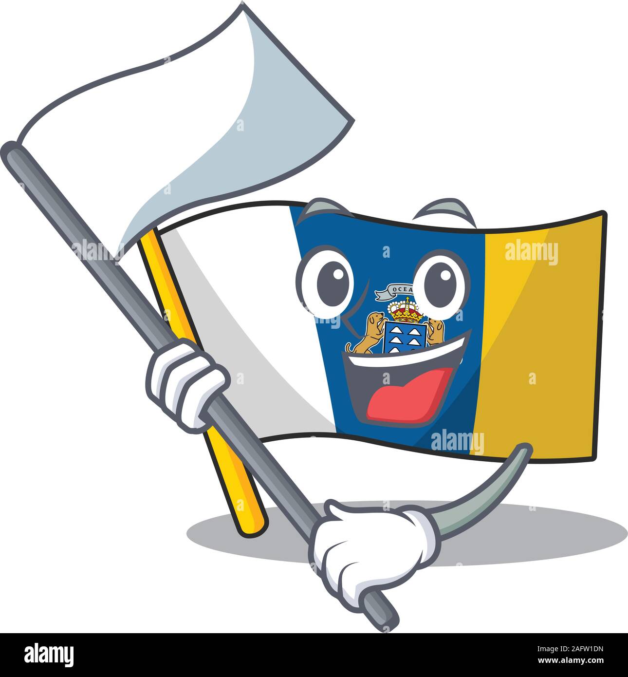 cute flag canary island Scroll cartoon character style with standing ...