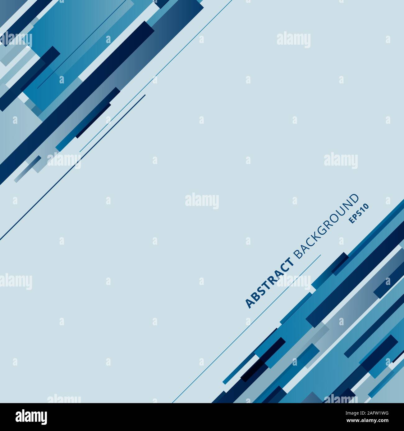 Abstract geometric rectangle shape and line diagonal overlapping blue color background with ...