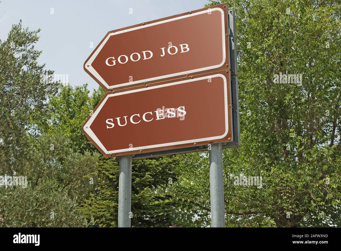 Road sign to success and good job Stock Photo - Alamy