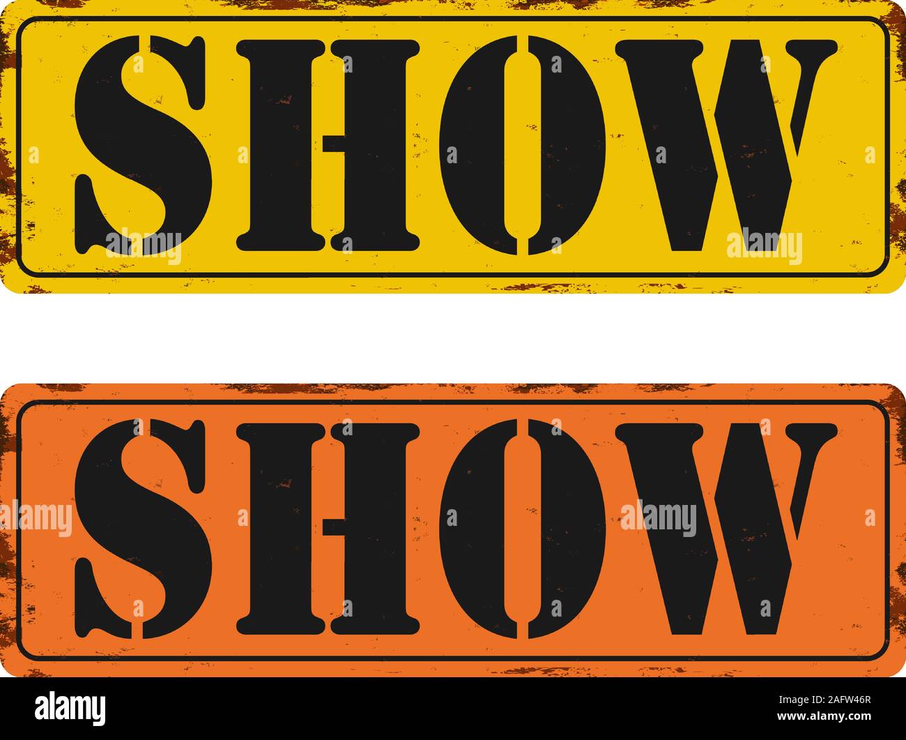 show warning sign, black grunge emblem. Vector Illustration. Detailed ...