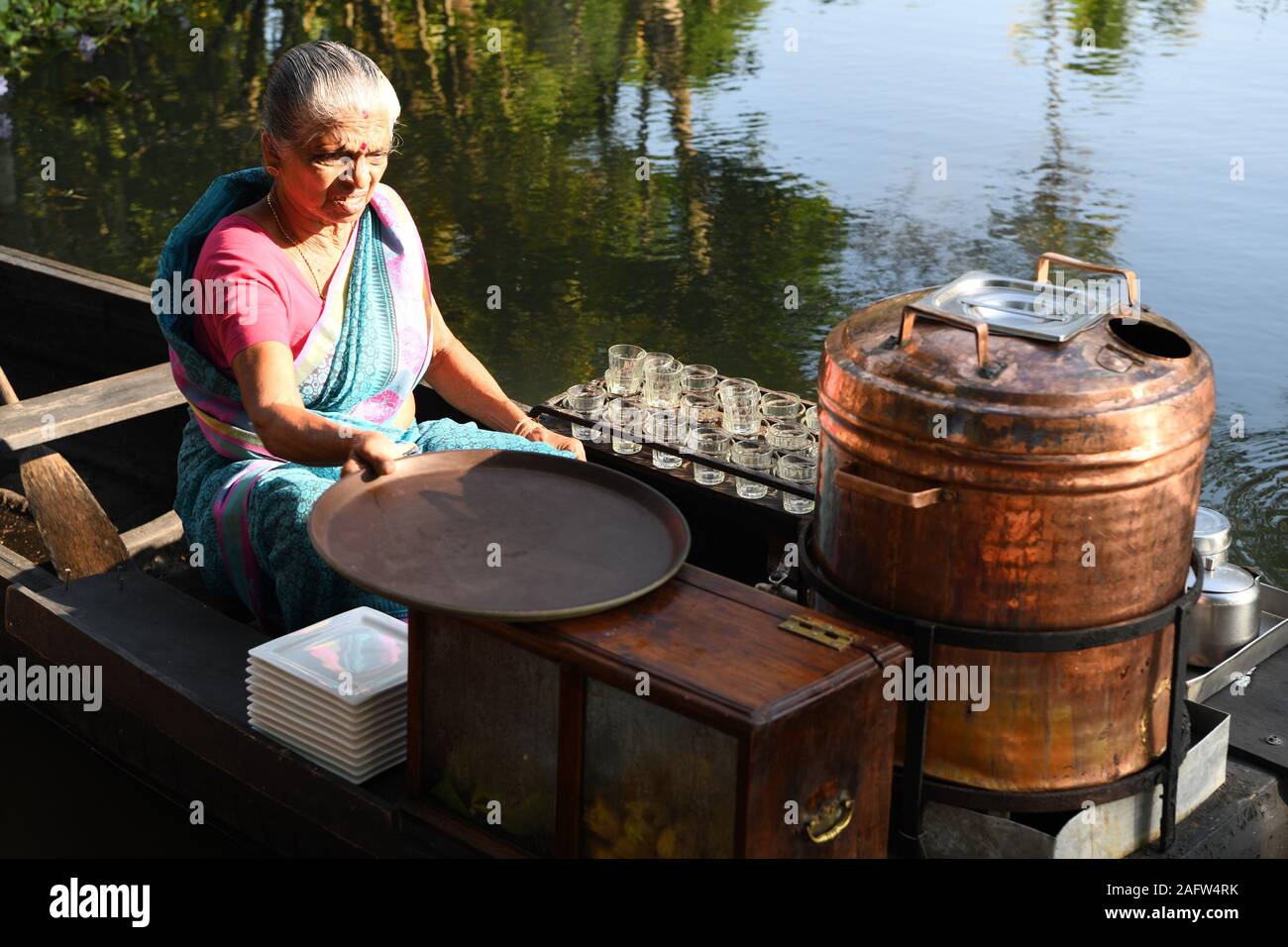 The tea lady at Coconut Lagoon resort. Kottayam - Kumarakom Rd ...