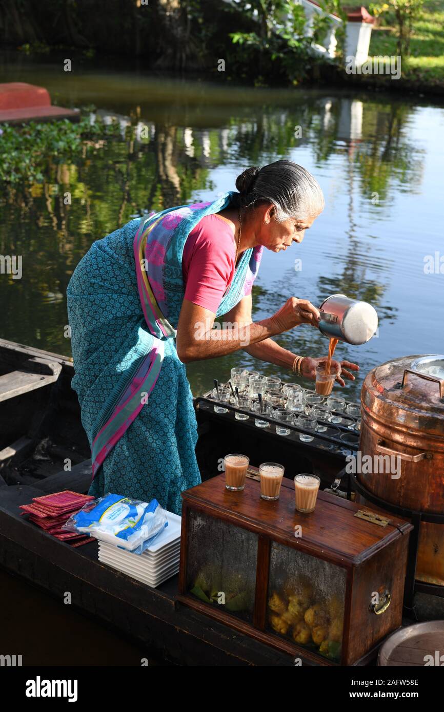 The tea lady at Coconut Lagoon resort. Kottayam - Kumarakom Rd ...