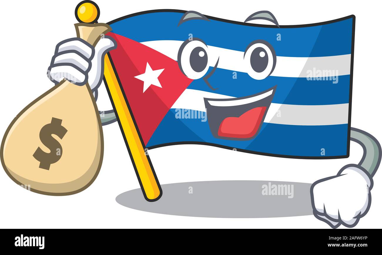 Smiley flag cuba Scroll cartoon character with money bag Stock Vector ...