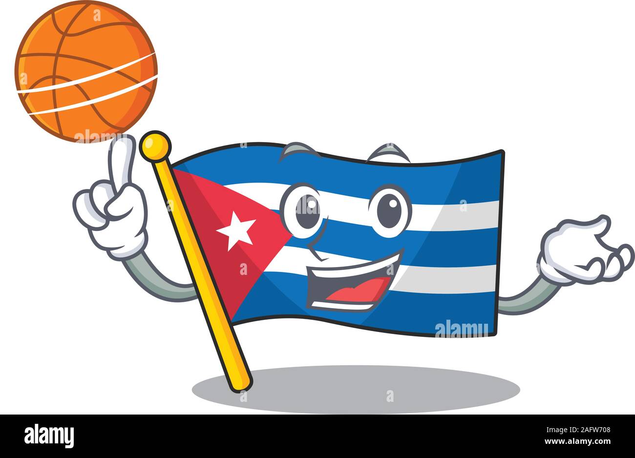 An icon of flag cuba Scroll cartoon character playing basketball Stock ...