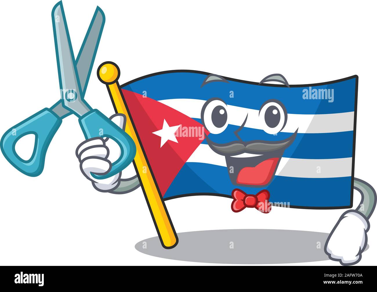 Funny Barber flag cuba Scroll cartoon character design style Stock ...