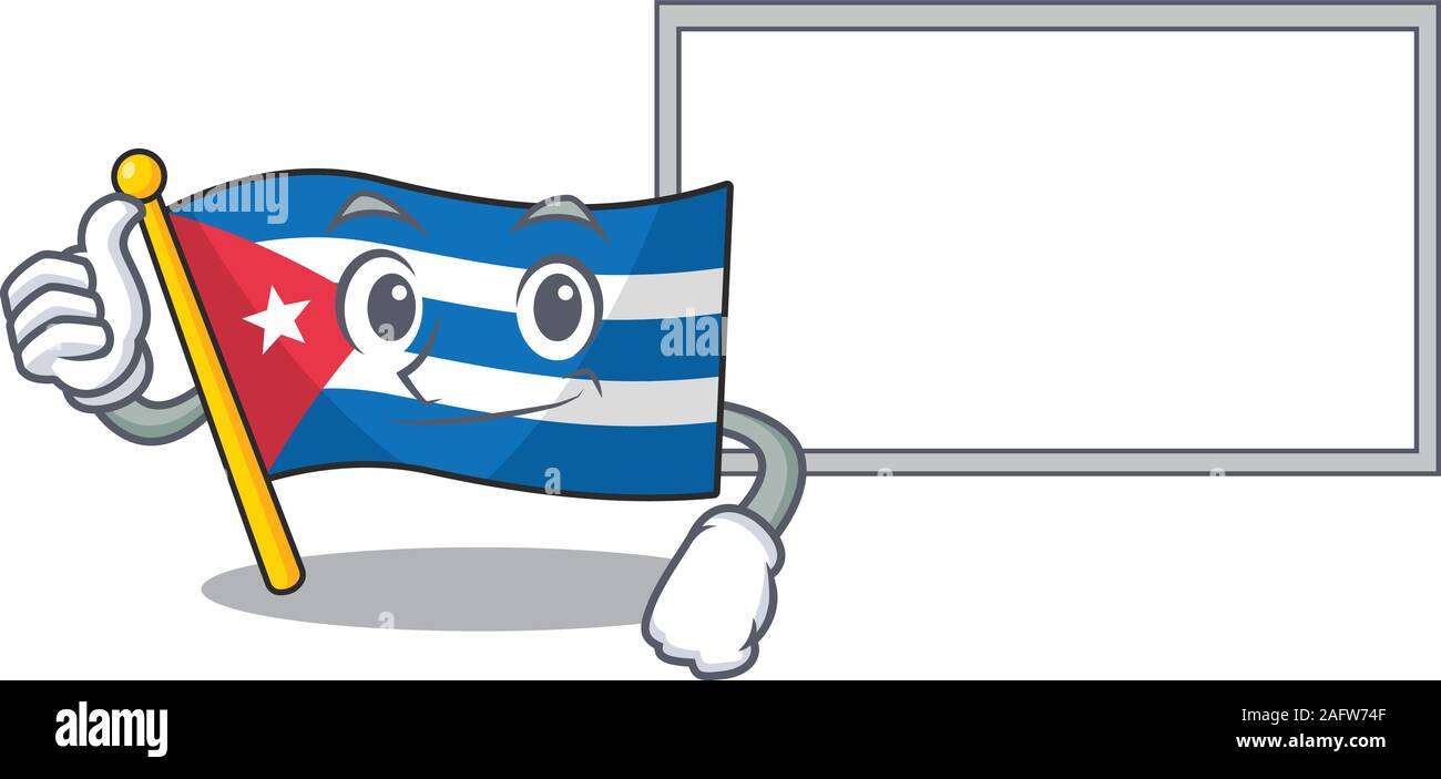 cute flag cuba Scroll cartoon character Thumbs up with board Stock ...