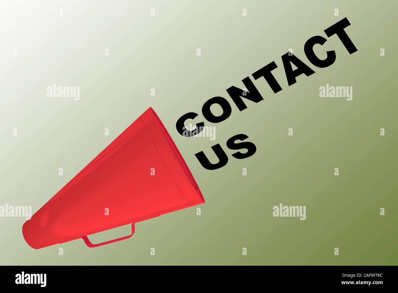 3D illustration of CONTACT US title flowing from a loudspeaker Stock ...