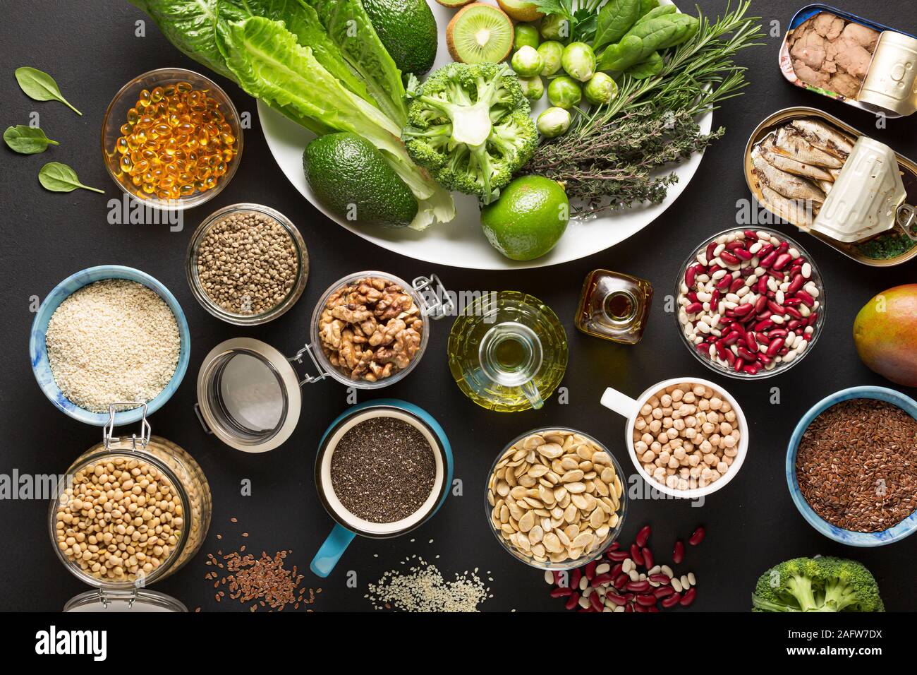 vegetables salad, paper bag, round frame, salad ingredients, wooden ...