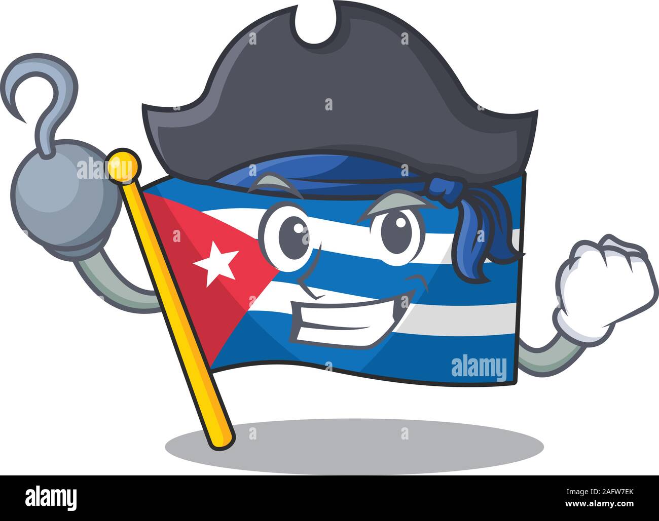 one hand Pirate flag cuba Scroll cartoon style with hat Stock Vector ...