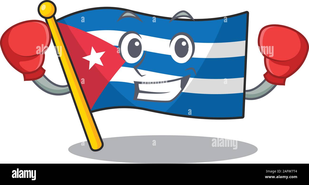 Happy Boxing flag cuba Scroll mascot character style Stock Vector Image ...