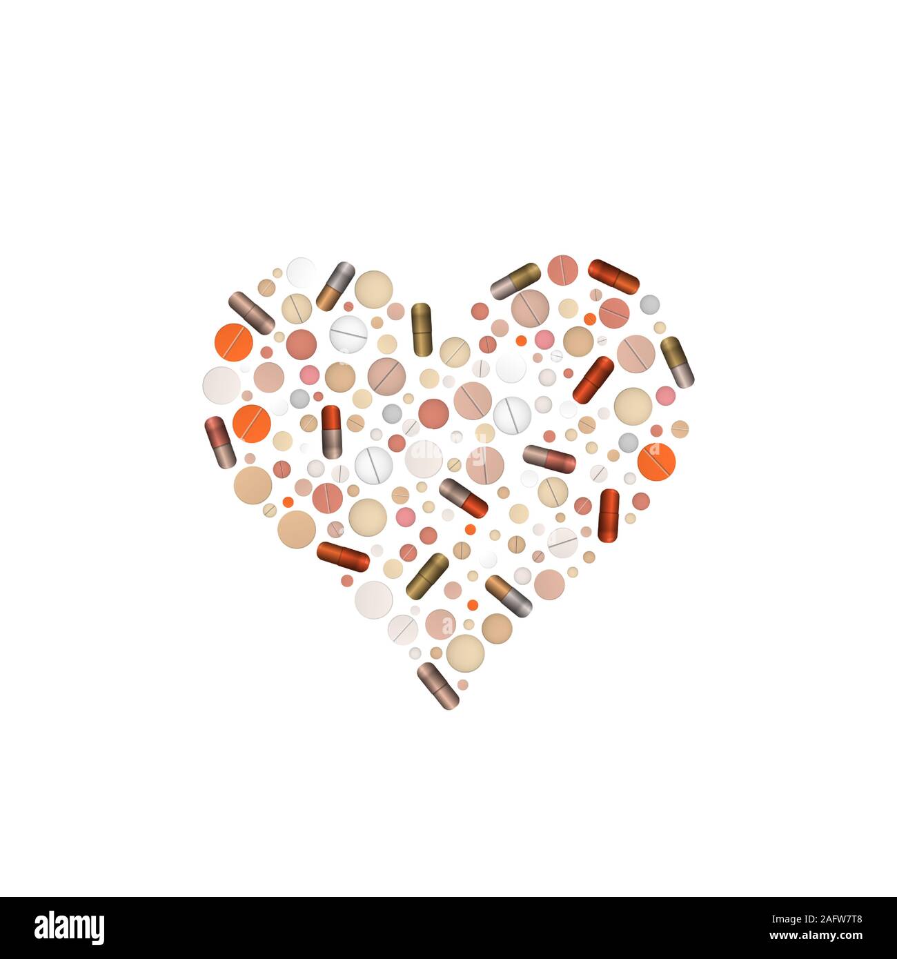 Heart shape pills. Vector illustration. Cardiac tablet Stock Vector ...