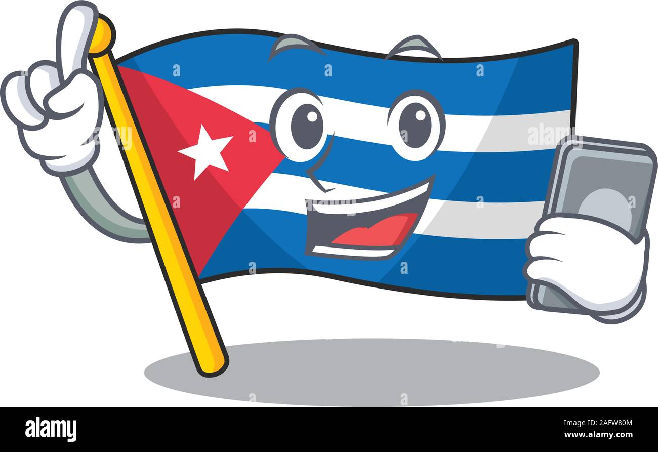 cartoon character of flag cuba Scroll speaking with phone Stock Vector ...