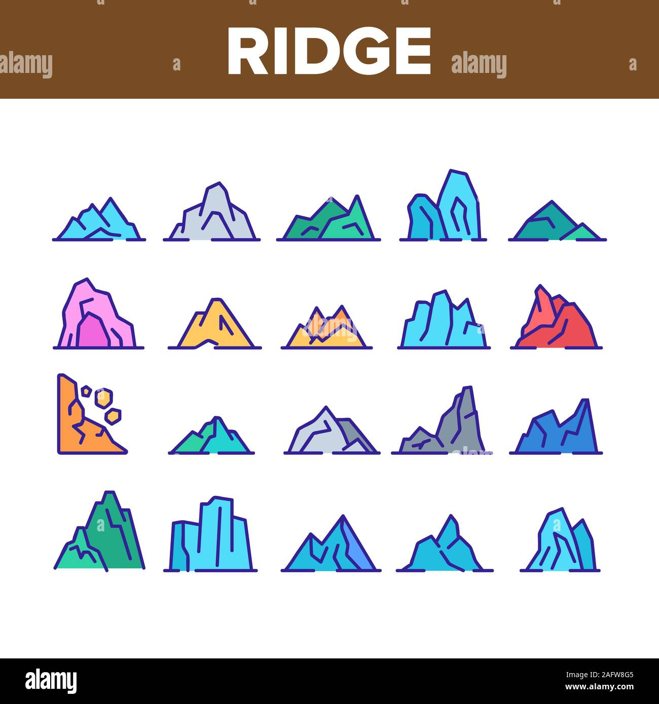 Ridge Different Form Collection Icons Set Vector Stock Vector Image ...