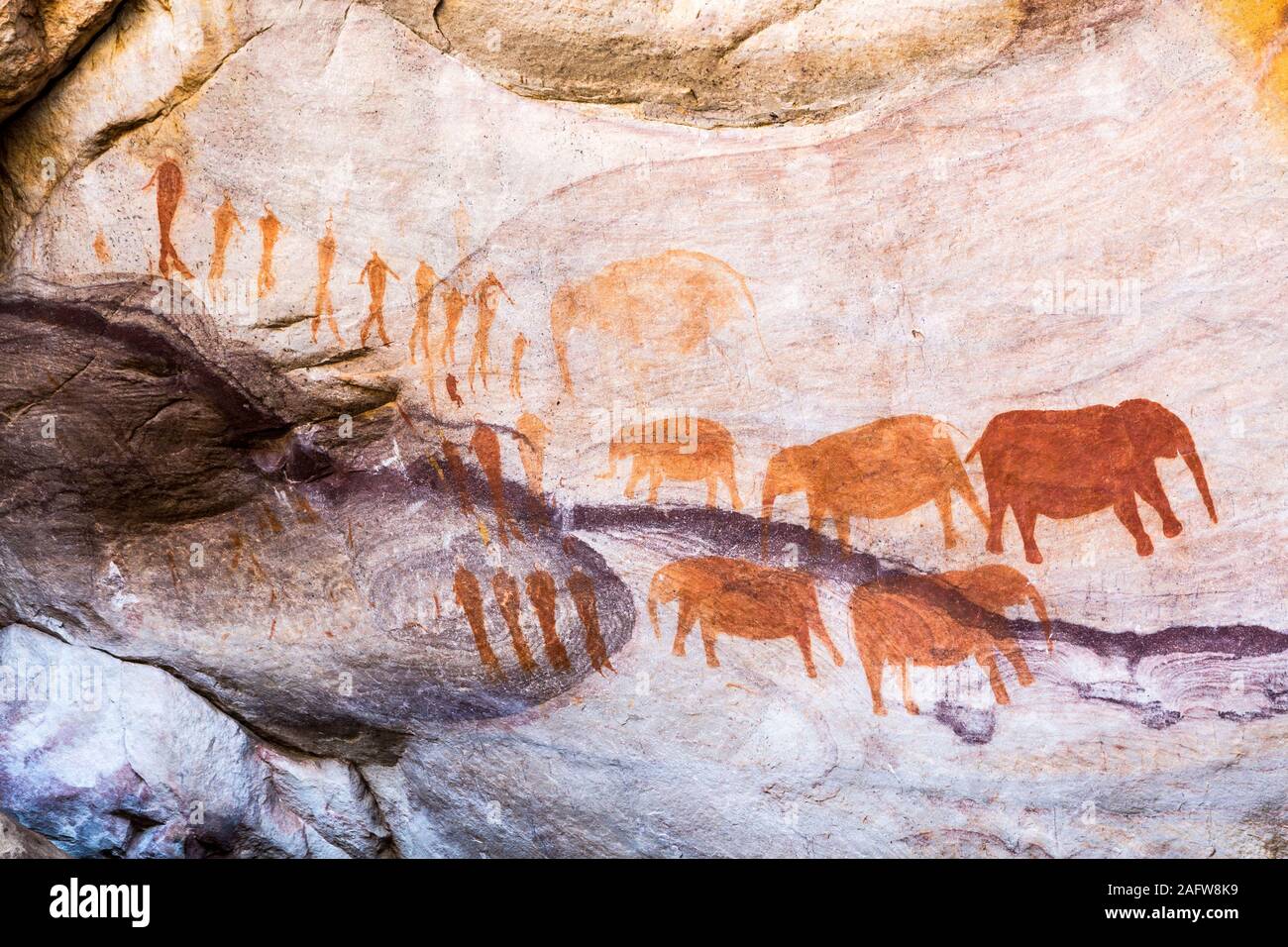 Rock art painting of the bushmen San at Stadsaal, Cederberg, South ...