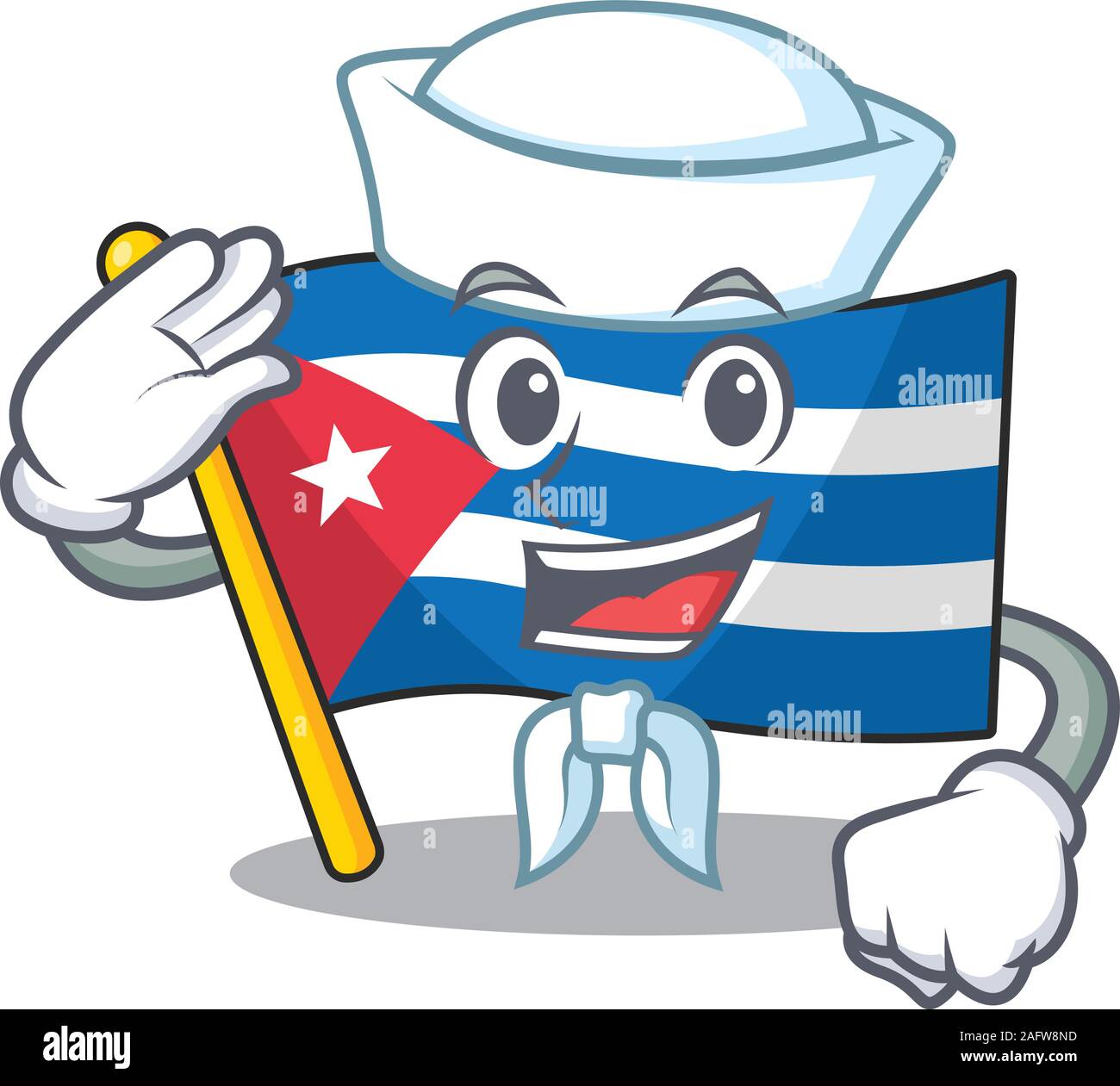An icon of flag cuba Scroll Sailor cartoon character wearing hat Stock ...