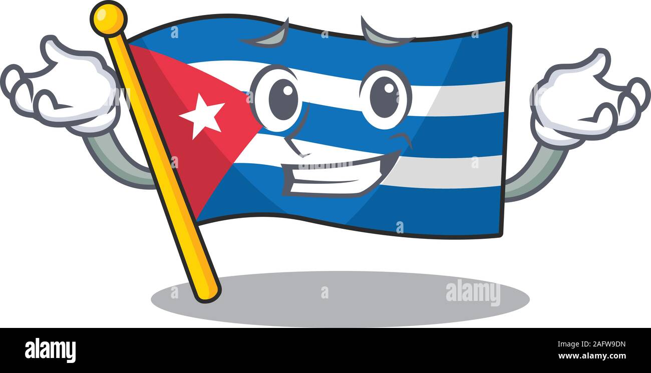 Cute and Cool Grinning flag cuba Scroll mascot cartoon style Stock ...
