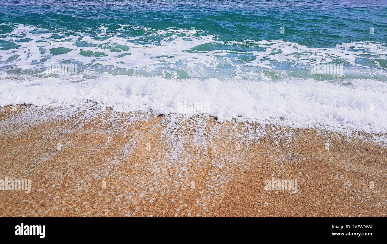 Beautiful sea summer bstract background. Golden sand beach with blue ...