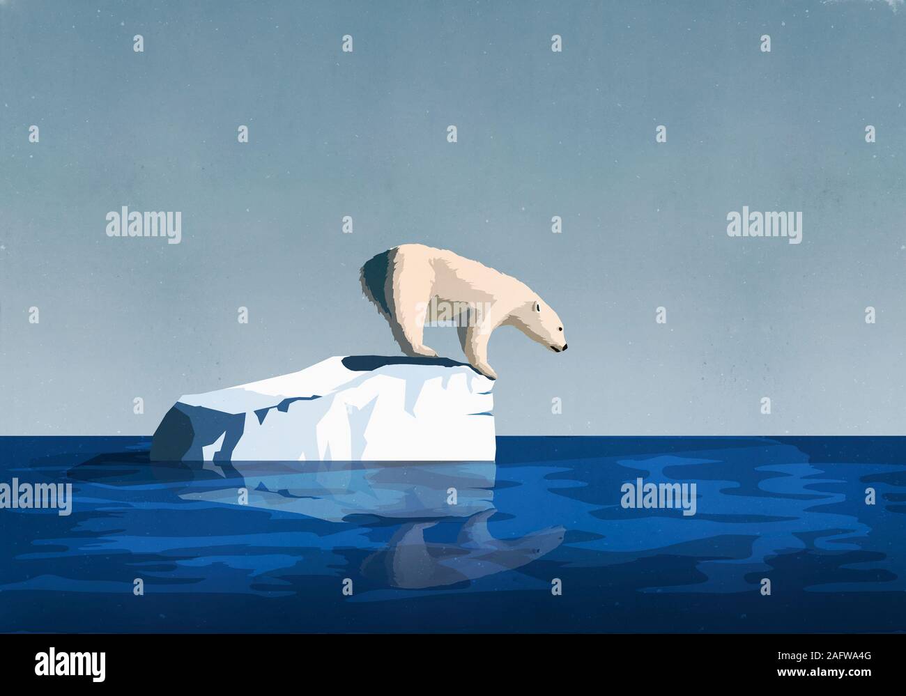 Polar bear fishing from on top of iceberg Stock Photo - Alamy